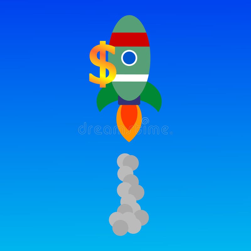 Rocket in Space. Dollar Rate Up. Money. Illustration. Stock Vector ...