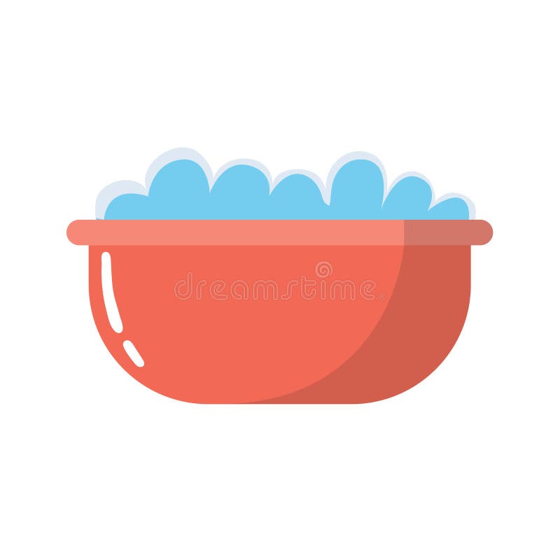 Laundry Tub Vector Illustration, Water Basin Flat Icon, Red Washing Tub ...