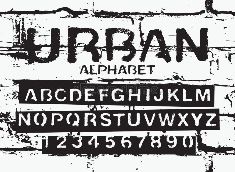 Font Urban Stencil with in Grunge Style Stock Vector - Illustration of ...