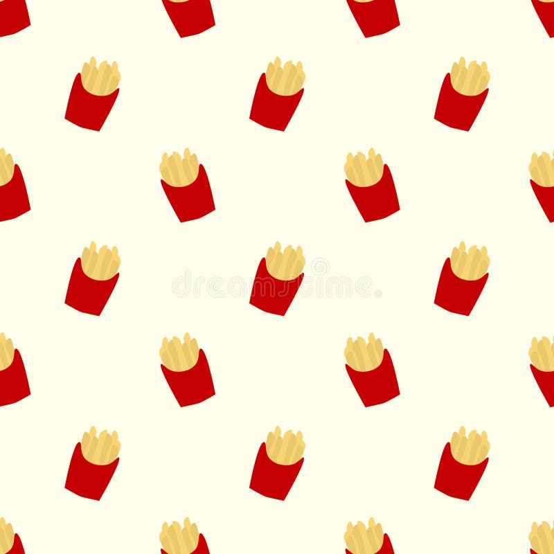 French Fries Seamless Pattern. Fast Food Background. Simple Doodle ...