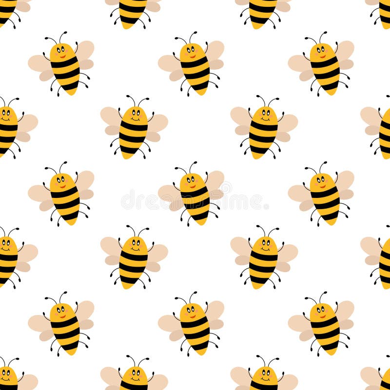Cartoon Bee Seamless Pattern Background Stock Illustrations – 6,284 ...