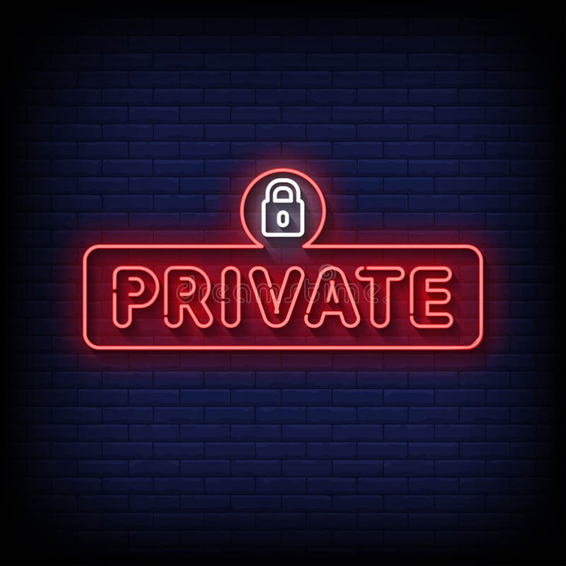 Private Neon Sign on Brick Wall Background Stock Vector - Illustration ...
