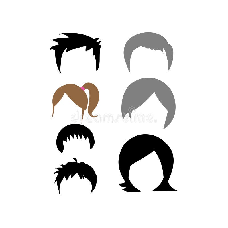 Hair Style Icon Design Inspiration Template on White Background ...