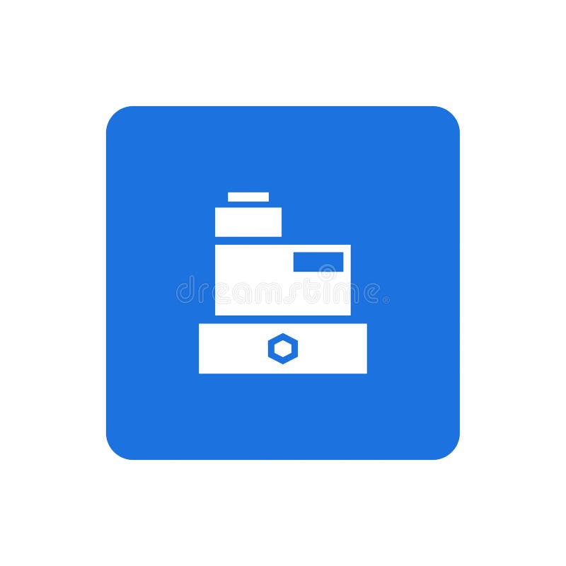 Cashier Application Icon on Blue Background. Flat Design Style Icon ...