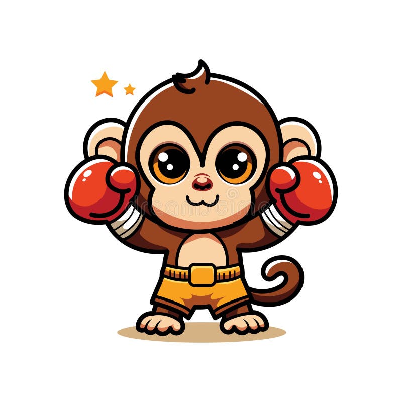 Funny Vector Illustration of Monkey Boxer Stock Vector - Illustration ...