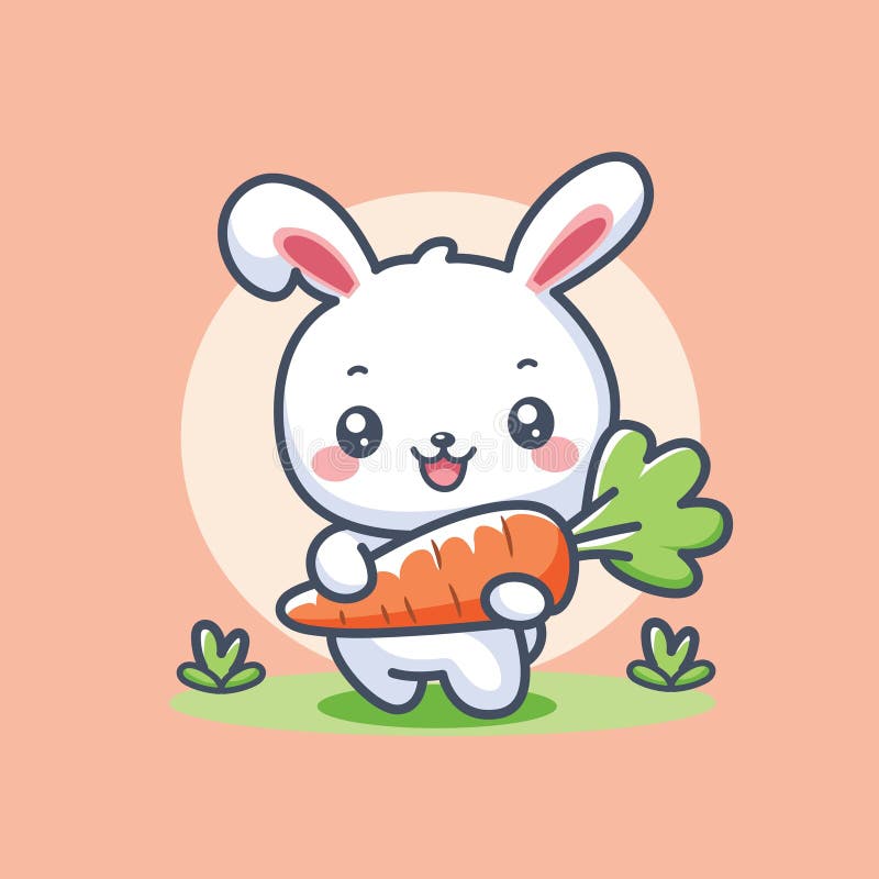 Cute Vector Illustration of Bunny and Carrot Stock Vector ...