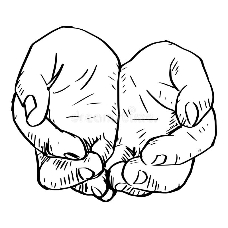 Hands of Praying. Hand Drawn Vector Illustration of Praying Hands Stock ...