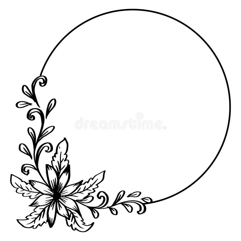 Circle Flower Black White Frame Stock Vector - Illustration of doodle ...