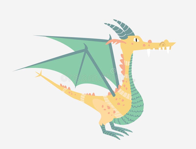 Fantasy Illustration. Fairy Tale Story. Dragon Yellow and Green ...