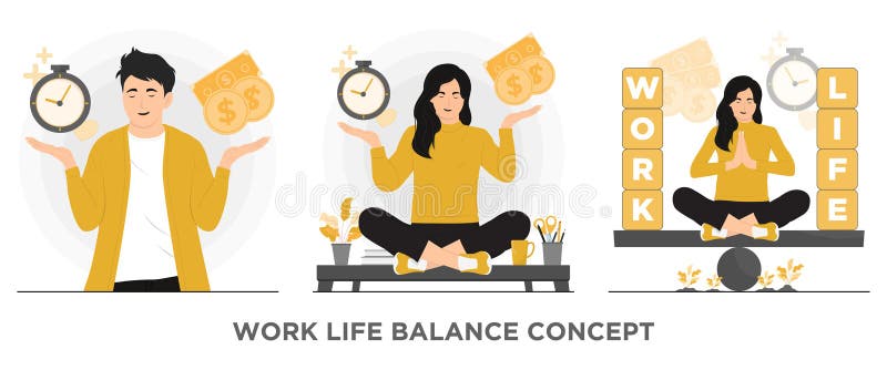 Flat Vector Work Life Balance Concept Illustration Stock Vector ...