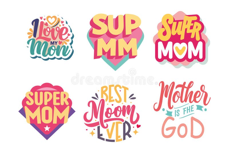 Celebrate Mom Elegant Stickers for Mother S Day Stock Vector ...