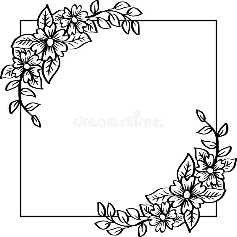 Square Frame with Beautiful Flower and Leafs. Stock Vector ...