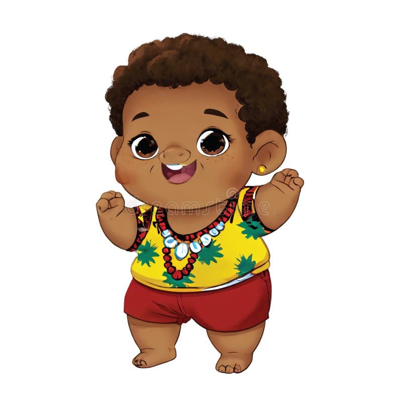 Curly Papuan Boy Cute Chibi Style Printable Stickers Stock Illustration ...
