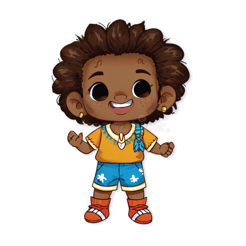 Papuan Male Boy Cute Chibi Style Printable Stickers Stock Illustration ...