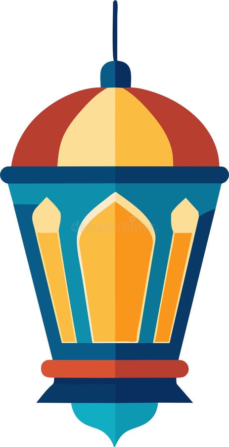 Blue and Orange 3D Ramadan Lantern Colorful Icon Vector: Elegant Middle Eastern Ornament for Eid ...