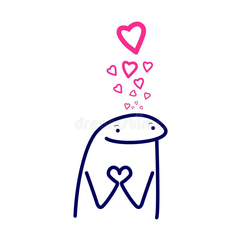 Funny Doodle Cartoon Character. Full of Cute Love Stock Vector ...