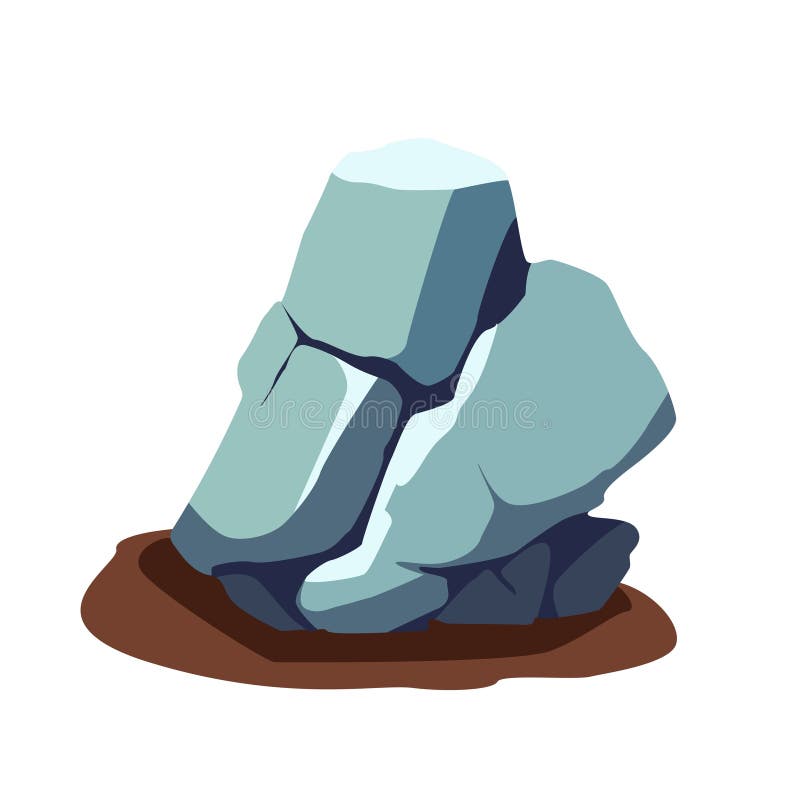 Gray Stone Cartoon Vector Art, Grey Rock Flat Illustration, Natural ...