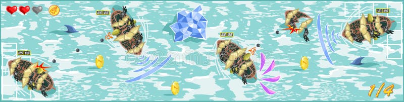 Pirate Game. Seascape with Warship. Graphical User Interface (GUI ...