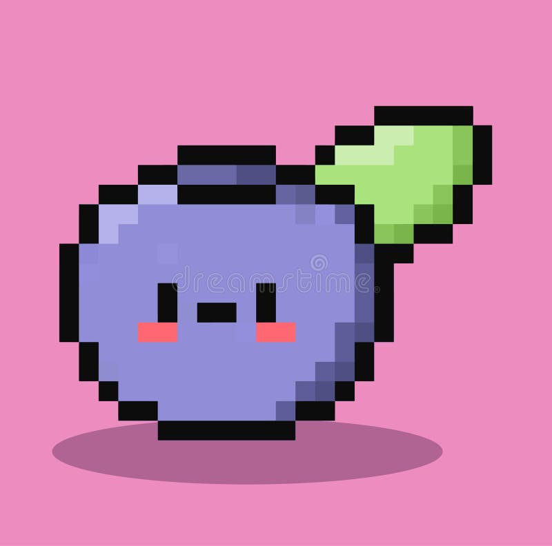 Blueberry Cartoon in Pixel Art. Stock Vector - Illustration of ...