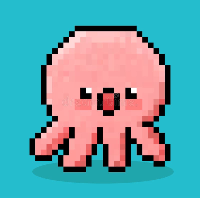 Octopus Cartoon in 8 Bit Pixel Art. Stock Vector - Illustration of logo ...