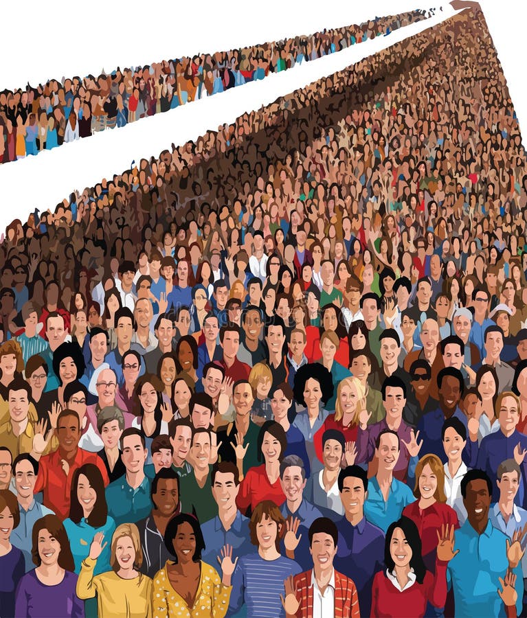 Print CROWD ILLUSTRATION with STRIKING DROP SHADOW Stock Vector ...