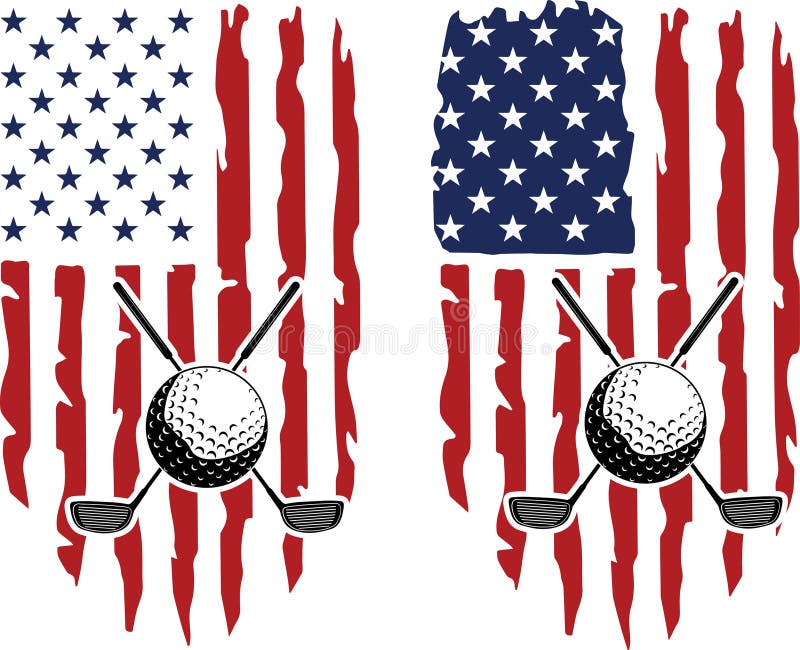 Distressed Golf American Flag, Golf American Flag, US Flag, Golf Ball ...