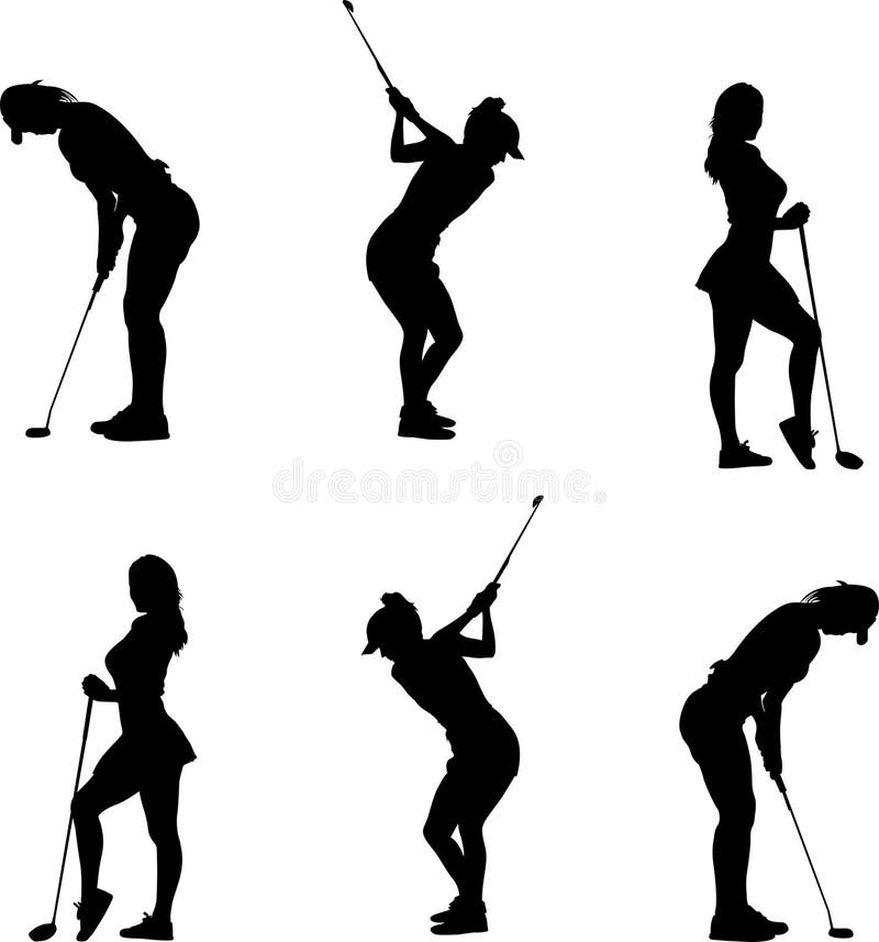 Golf Lady, Golfer Silhouette, Golf Player Vector Files Stock Vector ...