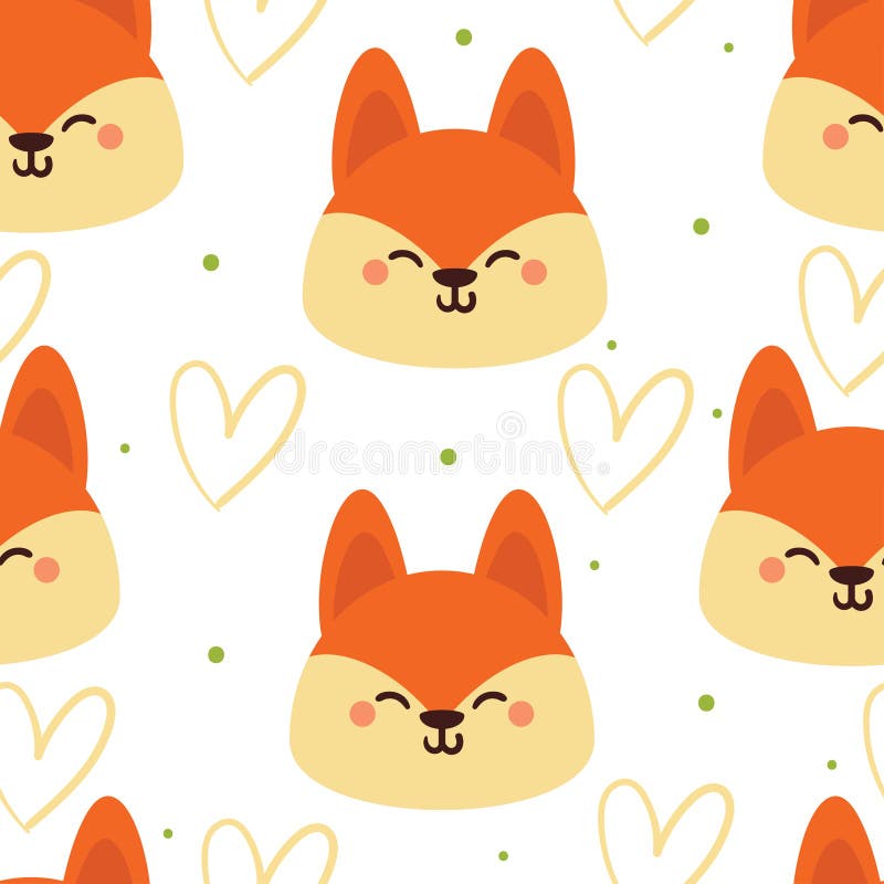 Seamless Pattern Cartoon Fox Stock Vector - Illustration of seamless ...