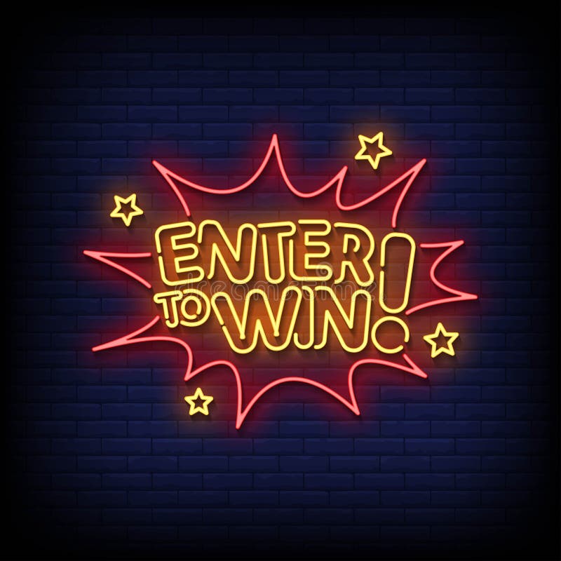 Enter To Win Neon Sign on Brick Wall Background Vector Stock Vector ...