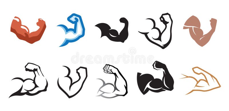 Creative Human Biceps Muscles Collection Logo Stock Vector ...