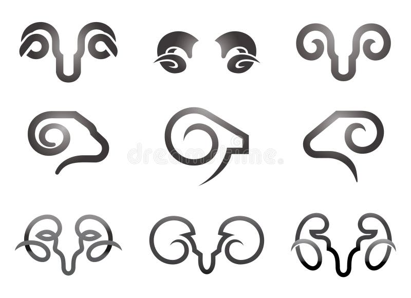 Creative Abstract Ram Horn Head Bighorn Head Collection Set Logo Stock ...