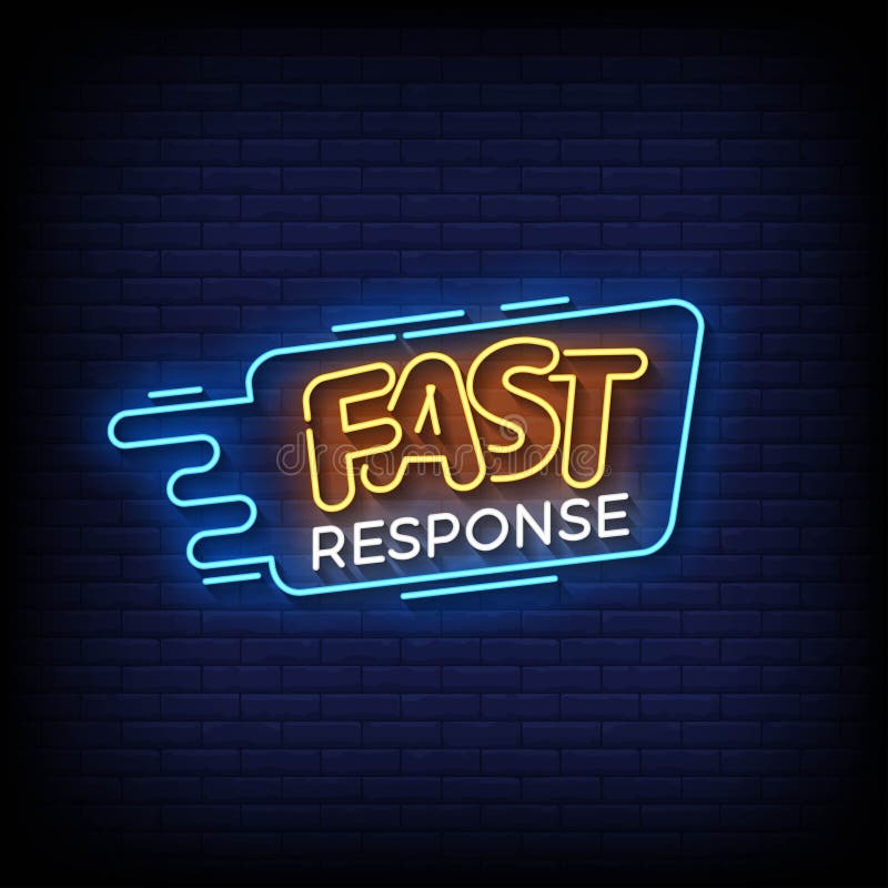Fast Response Neon Sign on Brick Wall Background Vector Stock Vector ...