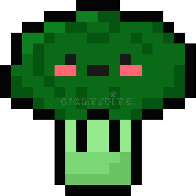 Broccoli Cartoon in 8 Bit Pixel Art. Stock Vector - Illustration of ...