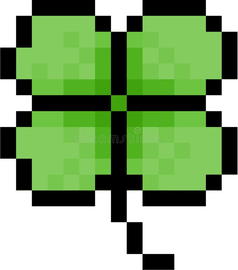 Four Leaf Clover in 8 Bit Pixel Art. Stock Vector - Illustration of ...