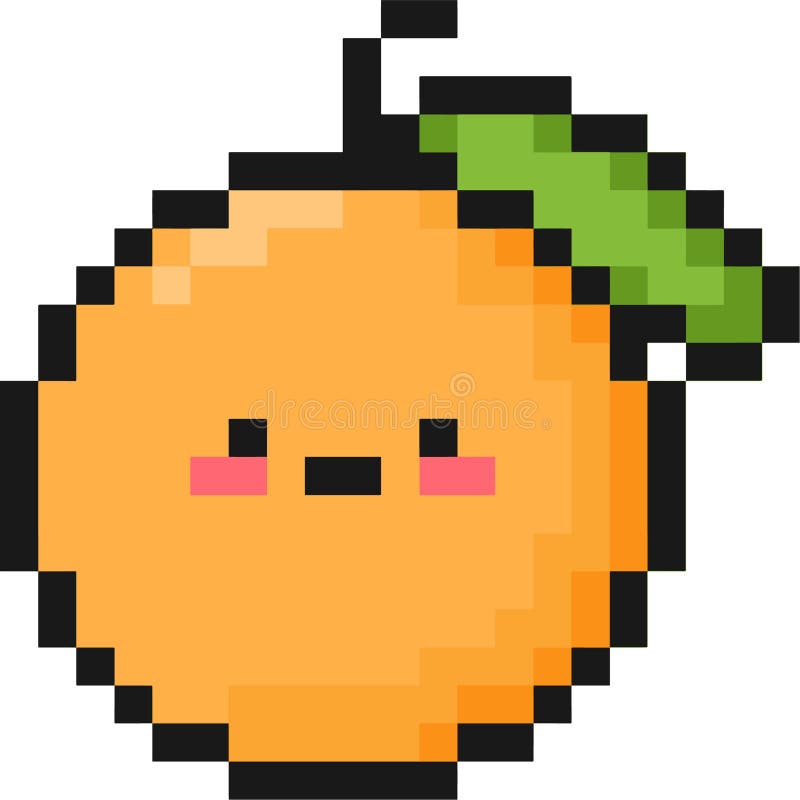 Orange in 8 bit pixel art. stock vector. Illustration of juice - 317287615