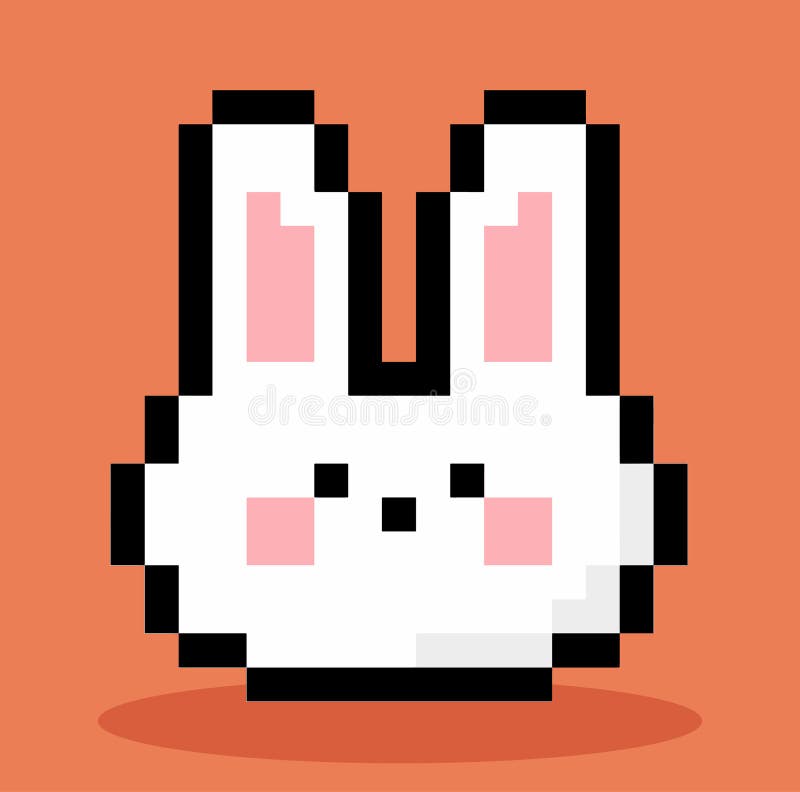 Rabbit Cartoon in Pixel Art. Stock Vector - Illustration of game, pixel ...