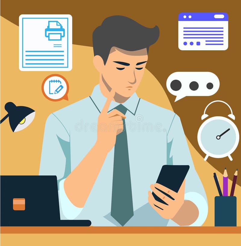 A Well-dressed Man is Currently Focused on Looking at His Phone Stock ...