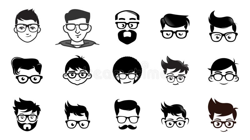 Creative Nerd Geek Faces Collection Logo Stock Vector - Illustration of ...