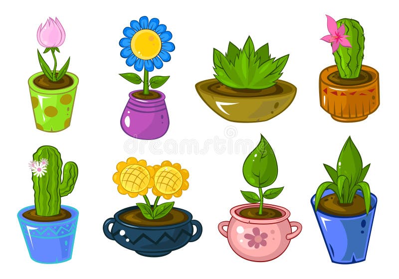 Vector Cartoon Flowerpots for Your Kids Design Stock Vector ...