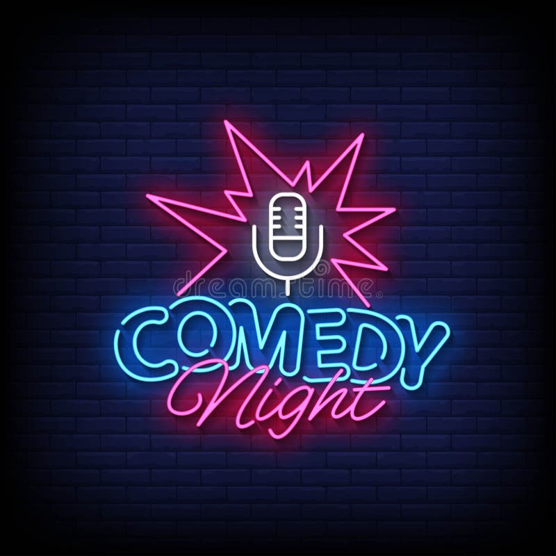 Comedy Night Neon Sign on Brick Wall Background Vector Stock Vector ...