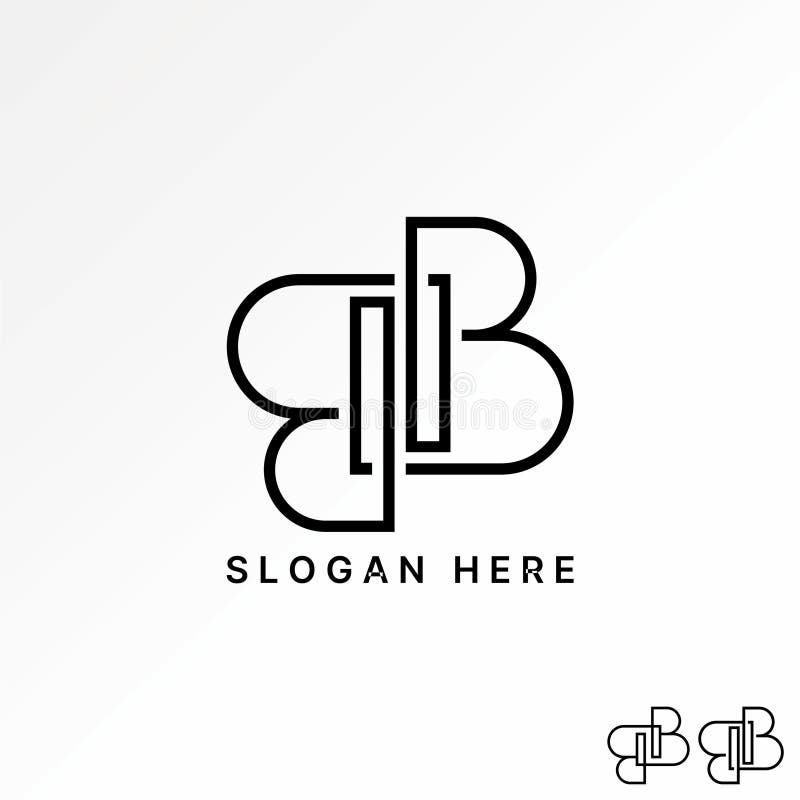 Initial Letter B or BB Font Line Art Motif Pattern Flip Top Down ...