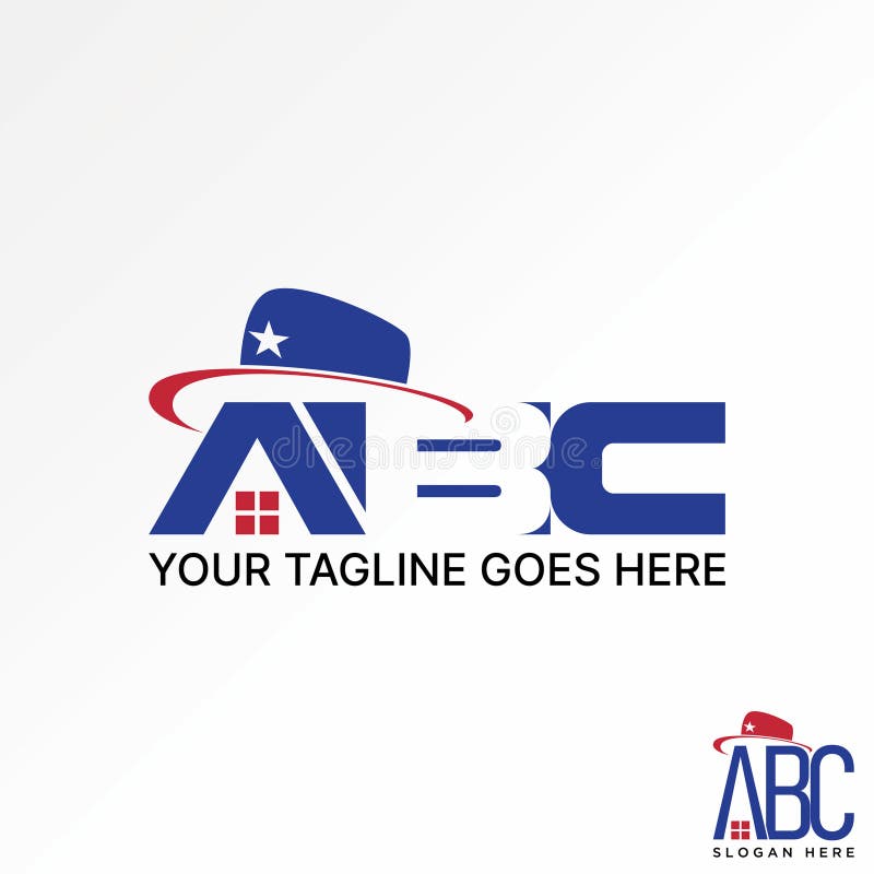 Letter Initial ABC Sans Serif Font with Cowboy Hat Roof House. Related ...