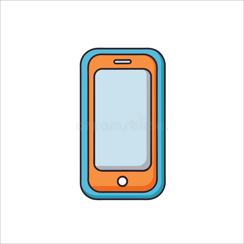 Doodle Phone Frame, a Cartoon Blue and Orange Phone, Transparent ...