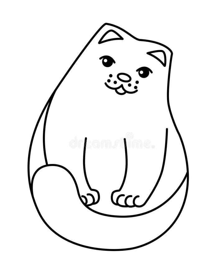 Cute Stylized Cat - Vector Linear Picture for Coloring. Stock Vector ...
