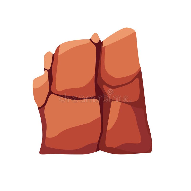 Brown Red Desert Stone, Rock Formation Vector Nature Illustration ...