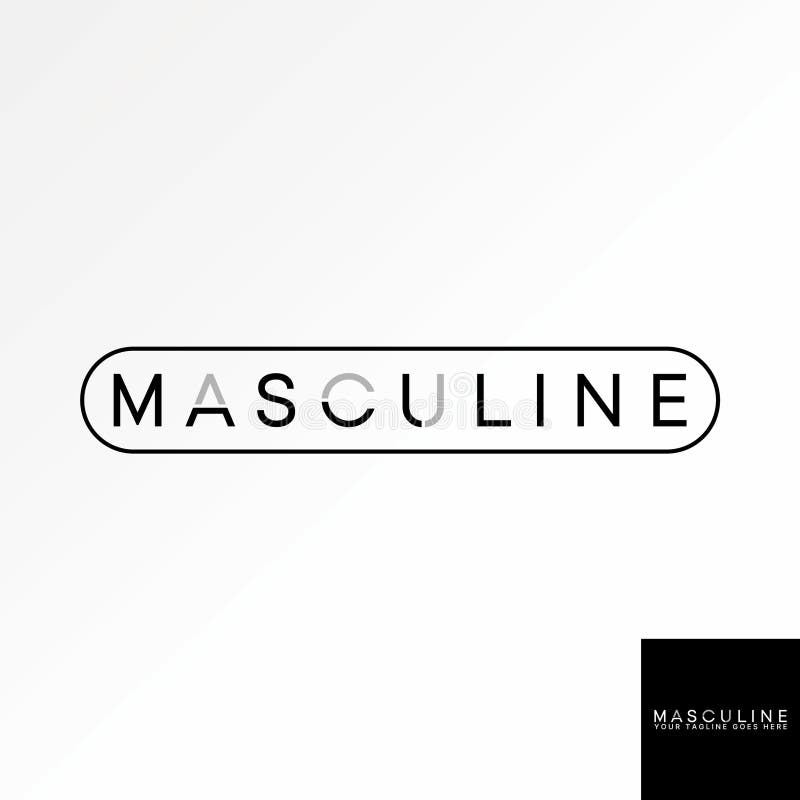 Word Text Masculine with Cutting on Font Emblem. Related Monogram ...