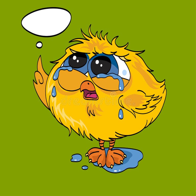 Vector Cartoon Yellow Chicken Crying. Character Design Stock Vector ...