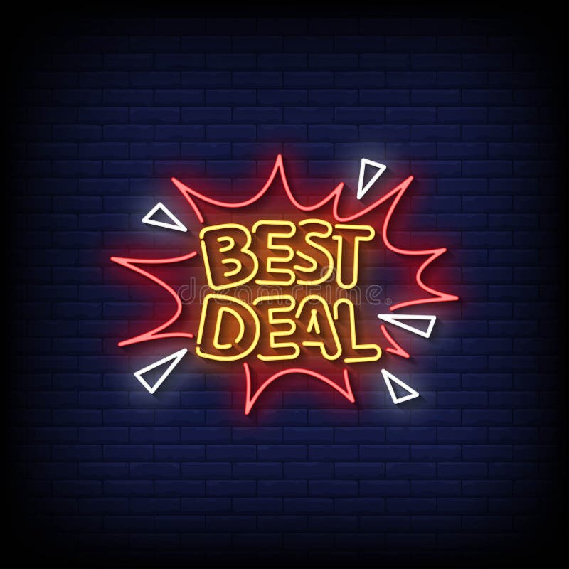 Best Deal Neon Sign on Brick Wall Background Vector Stock Vector ...
