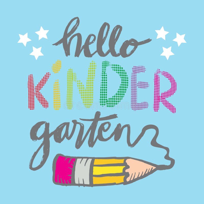 Hello Kindergarten, Hand Drawn Lettering with Pencil. Stock Vector ...
