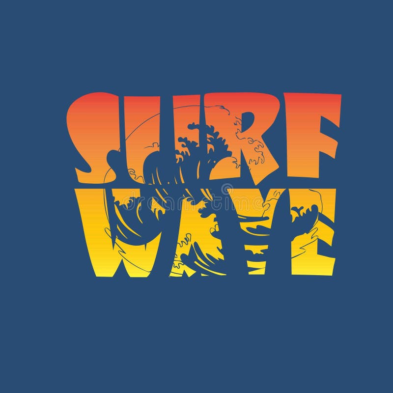 Surf Wave Summer Beach Typography Ocean Graphic Tee Stock Vector ...